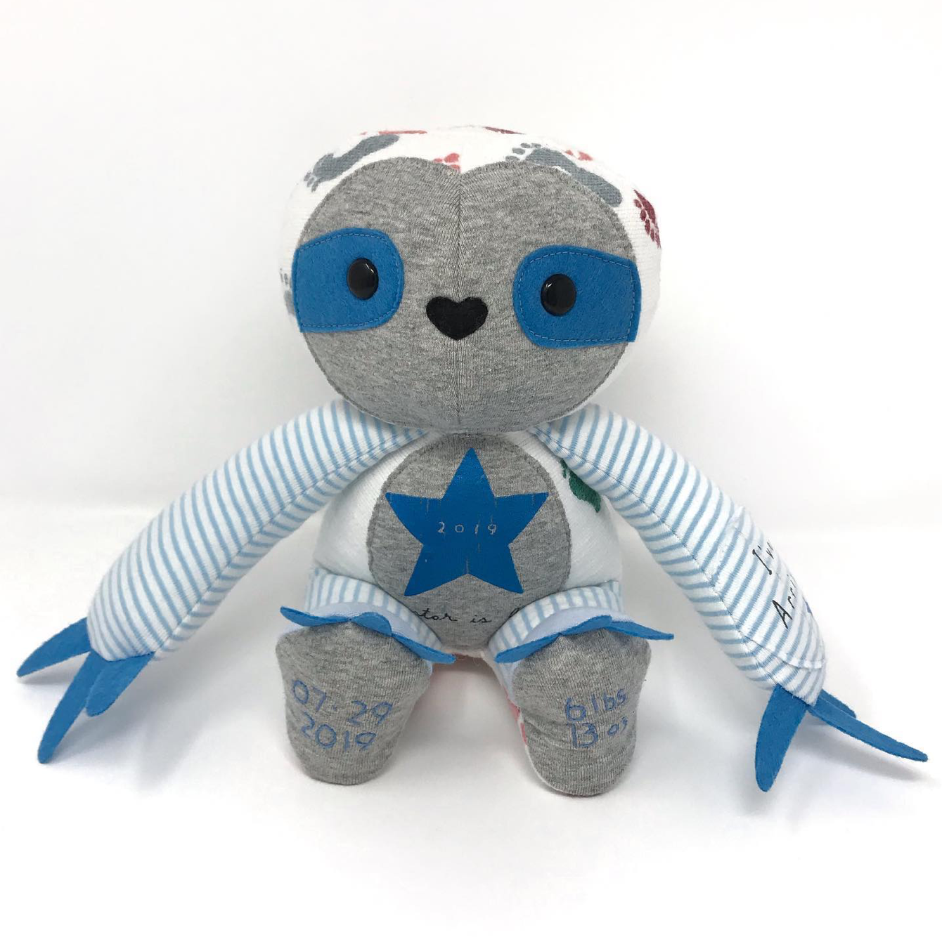 Keepsake Sloth Made from Baby Clothes – Nestling Keepsakes