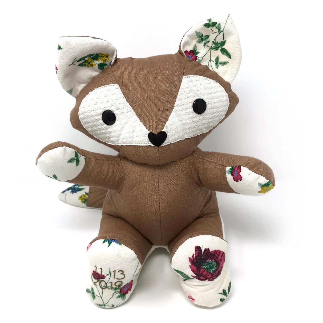 Linen & Floral Baby Keepsake Fox – Nestling Keepsakes