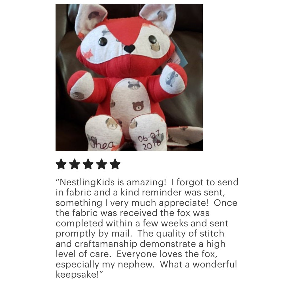 Memory Fox 5 Star Review! – Nestling Keepsakes