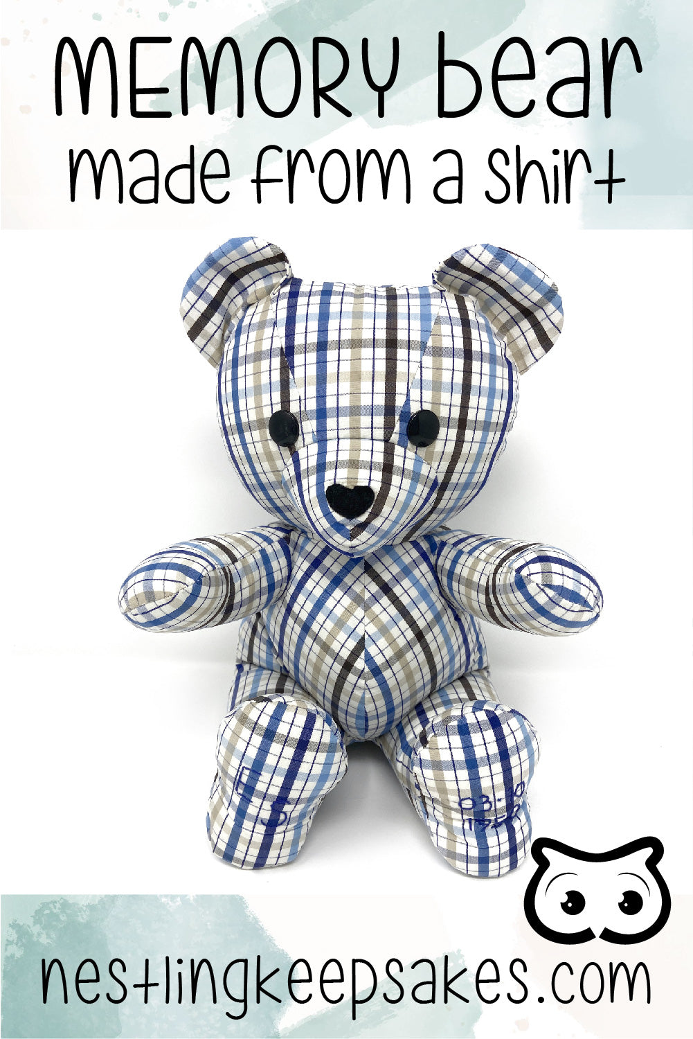 Plaid Memory Bear made from a Shirt – Nestling Keepsakes