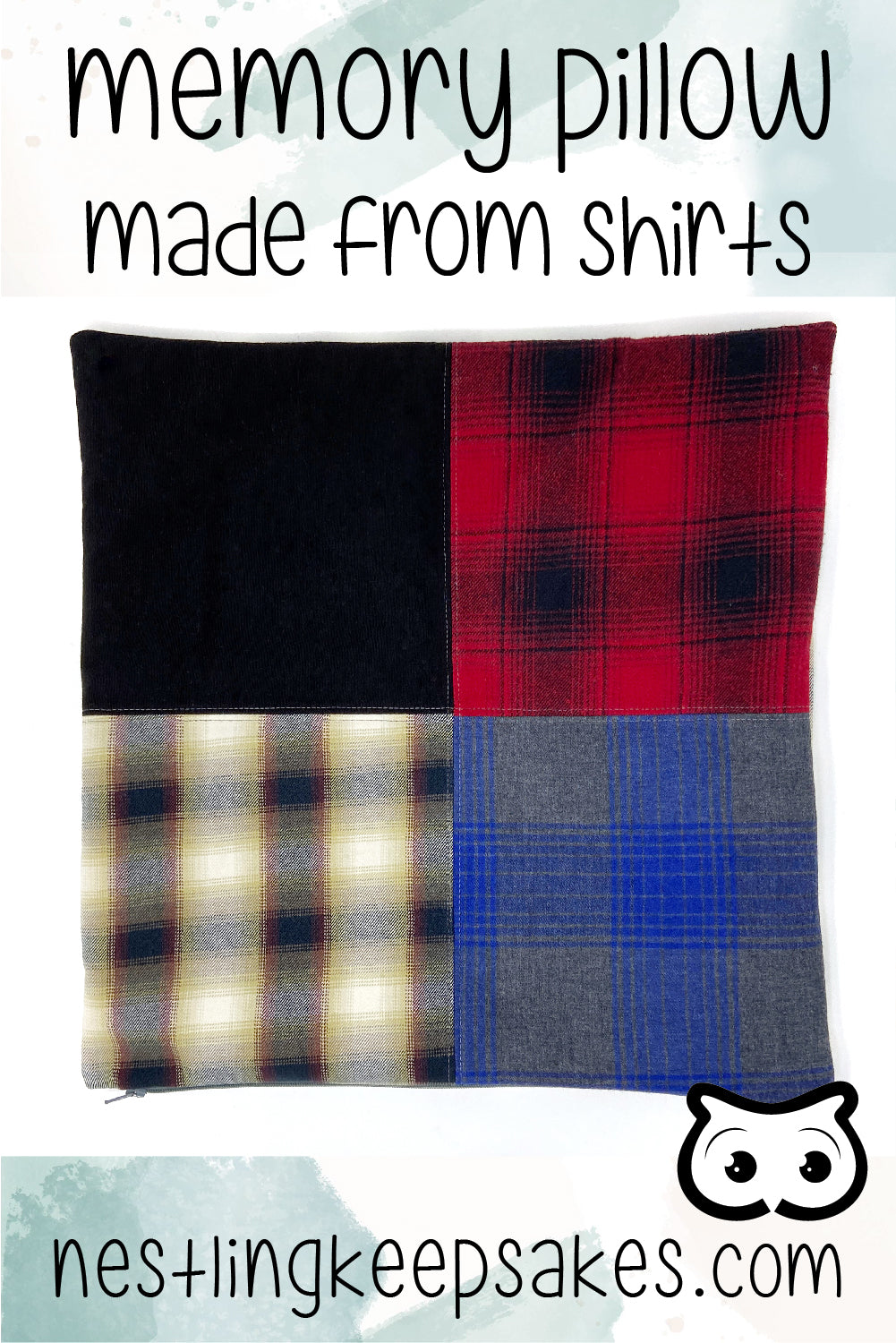 Quilted Memory Pillow made from Shirts – Nestling Keepsakes