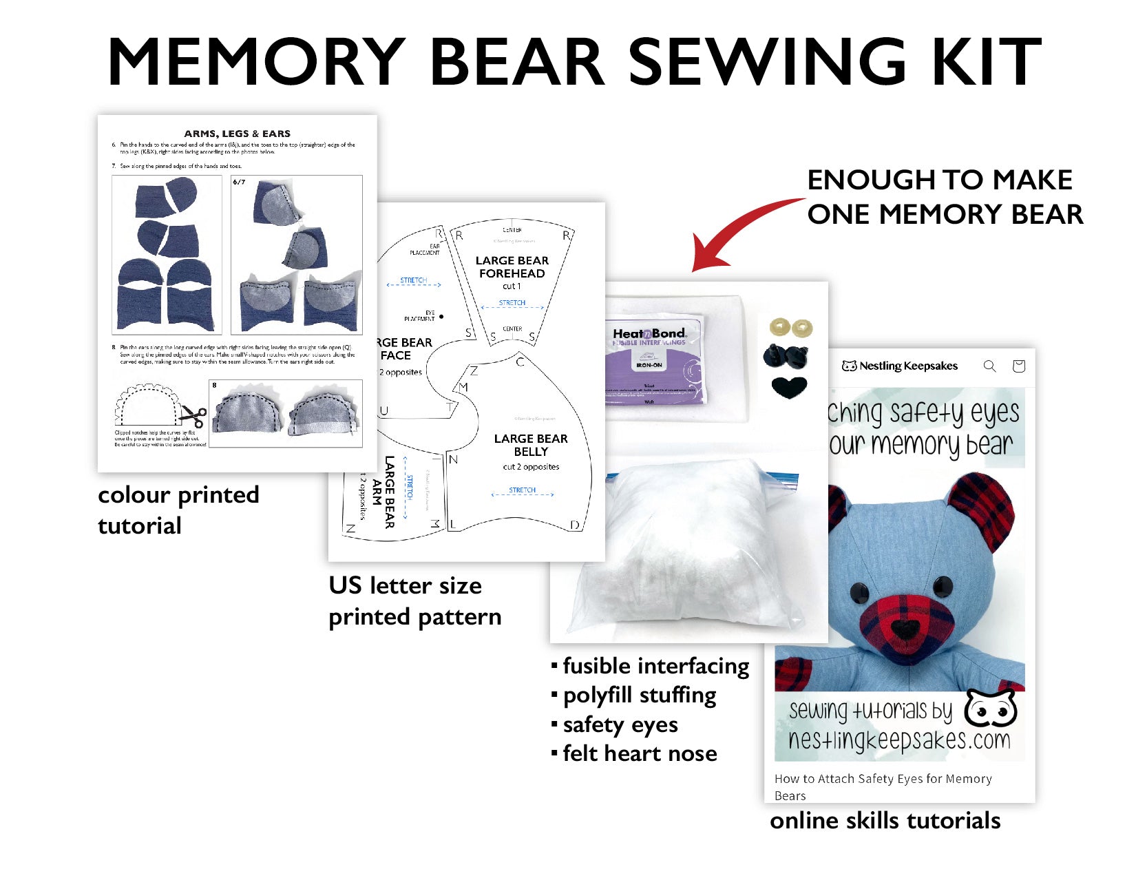 Memory Bear Sewing Kit - LARGE 11" – Nestling Keepsakes